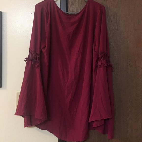 Rue21 | Tops | Wine Colored Blouse With Bell Sleeves | Poshmark